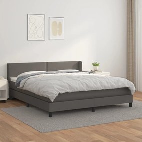 Box spring postel s matrací šedá 180x200 cm umělá kůže