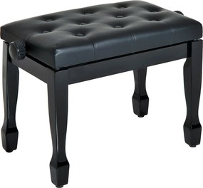 HOMCOM Výškově nastavitelná klavírní stolička Klavírní lavice Kosmetická stolička z masivního dřeva s potahem z imitace kůže černá 64 x 35 x 45-55 cm…