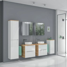 BPS-koupelny Koupelnová skříňka s keramickým umyvadlem Swing WOC 80, bílá/dub country