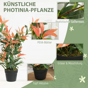 HOMCOM umělá photinia 90 cm, 300 realistických listů, tvarovatelné větve — dekorativní rostlina do interiéru
