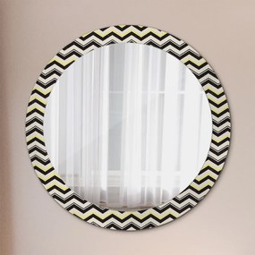 Kulaté zrcadlo tištěný rám Zigzag vzor fi 80 cm