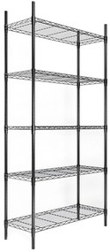 Drátěný regál s košovými policemi - 181x91x35 cm - černý