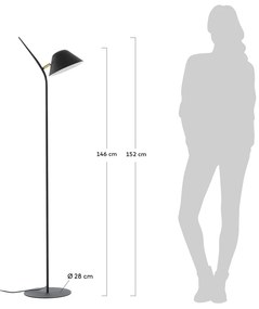 Černá stojací lampa s kovovým stínidlem (výška 152 cm) Aurelia – Kave Home