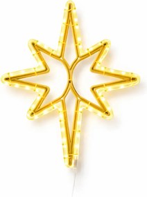 Easy Fix 2D LED světelná hvězda X., 43 × 55 cm, teple bílá, závěsná, 3D tisk, zlatá