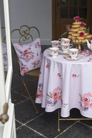 Růžový bavlněný ubrus na stůl s růžemi Dotty Rose - 150*150 cm