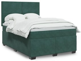 Box spring postel s matrací tmavě zelená 140x190 cm samet 3293203