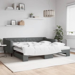 Válenda s přistýlkou a matracemi tmavě šedá 100 x 200 cm textil 3197450