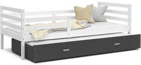 Dětská postel s přistýlkou JACEK P2 190x80 cm BÍLÁ-ŠEDÁ