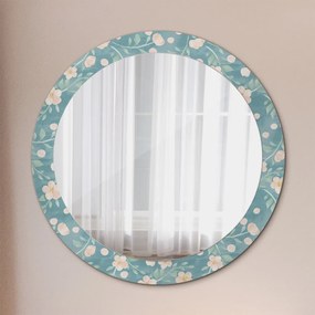 Kulaté dekorativní zrcadlo na zeď Květinový vzor fi 80 cm