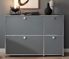 Tchibo - Odkládací skříňka CN3 se 4 výklopnými dvířky - barva: šedá