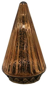 Měděný skleněný dekorační svítící stromek LED Tree - Ø 11*19 cm
