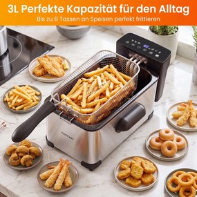 Costway 3 L Elektrická fritéza vyrobená z nerezové oceli 2000 W Fritéza Olejová