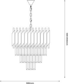 Lustr Cristal, 1x křišťálové/chromové/černé kovové stínítko, (fi 38cm), ch