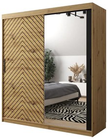 Skříň Jodelka 2 180 Dub Artisan/Dub Artisan/Černý