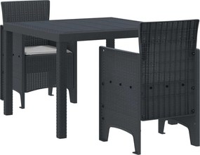 Zahradní jídelní souprava 3 ks Antracit Polypropylen 3378674