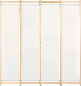 4dílný paraván krémový 160 x 170 x 4 cm textil 248173