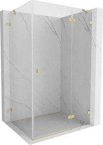 Mexen Lunar, výklopný sprchový kout pravý 100 x 90 cm, 8mm čiré sklo, zlatý kartáčovaný - 834-100-090-55-00-P