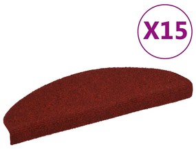 Samolepící nášlapy na schody 15 ks vpichované 65x21x4cm červené 132700
