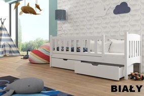 Dřevěná postel GUCIO 80x180 cm s úložným prostorem masiv BÍLÁ