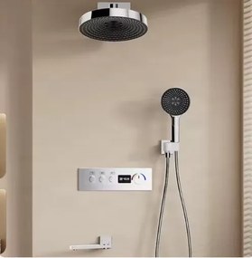 Podomítkový termostatický sprchový systém ELITE EDITION BCS1698 s LED, otočným výtokem a více barevnými provedeními — Černá