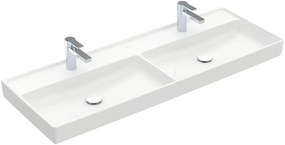 VILLEROY & BOCH Villeroy &amp; Boch COLLARO - Dvojumyvadlo na skříňku, 1300x470x160 mm, bez přepadu, bílá Alpin CeramicPlus 4A34D1R1