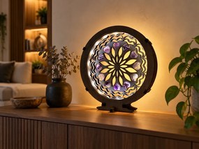 Li-Go "Srdce, ametystová mandala" Stolní lampa 20x22 cm černá s patinou