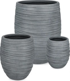 BIZZOTTO Sada 3 květináčů STRIPS Šedá