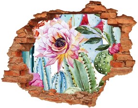 Wallmuralia 3D díra nálepka Kaktusy a květiny 90x70 cm