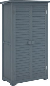Dřevěná kůlna Outsunny 0,31 m² 87x46,5x160 cm - Dřevěný skříň pro venkovní použití s 2 dveřmi a 2 vnitřními policemi na terasu | Aosom