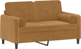 2místná pohovka s polštáři hnědá 120 cm samet 3200878