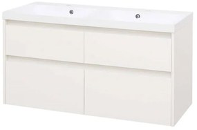 Mereo, Opto, koupelnová skříňka s umyvadlem z litého mramoru 121 cm, bílá CN913M