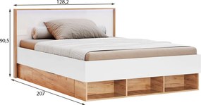 Postel Junior 1,2×2,0 s šuplíky, dub kraft / bílá Asti