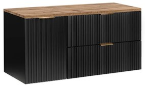 Comad Koupelnová skříňka pod deskové umyvadlo s košem na prádlo Adel Black SET-ADB B WOTAN LB 120 černá/dub wotan