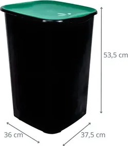 Belli e Forti RECYCLING 50 l černá, zelené víko / Odpadkový koš na tří