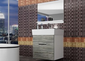 Koupelnový nábytek Belini šedý antracit Glamour Wood + umyvadlo + zrcadlo  KOR M 1/1/W/GW1/0/ZW