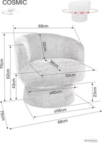Otočné designové křeslo COSMIC RAVEN, šedé