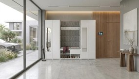 Předsíňová stěna Trinity 10 s čalouněnými panely, 280 cm, bílá / černá