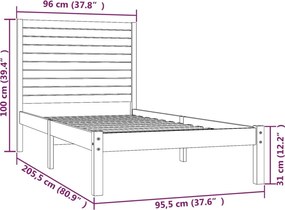 vidaXL Rám postele masivní dřevo 90 x 200 cm [3104597] Barva: Černá