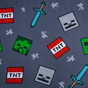 Šedé napínací bavlněné dětské prostěradlo na jednolůžko 90x200 cm Minecraft "We got this" – Jerry Fabrics
