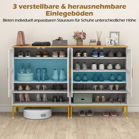 Costway Moderní dřevěná skříňka na boty se síťovými dvířky, kovovými nohami