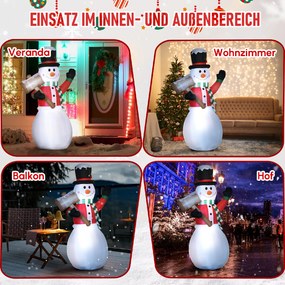 Outsunny Nafukovací sněhulák, venkovní vánoční dekorace, 1,80 m, Santa Claus, včetně ventilátoru, vícebarevný