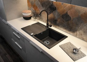 Deante Evora, granitový dřez na desku 780x440x193 mm Z/O, 3,5" + prostorově úsporný sifon, 1-komorový, grafitová, ZQJ_2113