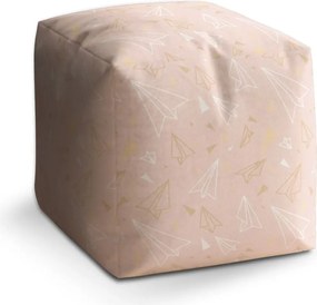 Sablio Taburet Cube Zlaté a bílé vlaštovky - 60x60x60 cm
