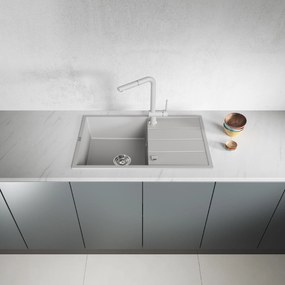 Laveo Wolin, 1-komorový granitový dřez 780x480x185 mm, šedá, LAV-SPW_511T