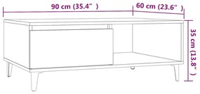 vidaXL Konferenční stolek dub sonoma 90 x 60 x 35 cm dřevotříska