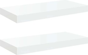 Plovoucí nástěnné police 2 ks bílé vysoký lesk 50x23,5x3,8 cm MDF 323746