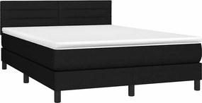 Box spring postel s matrací a LED černá 140x200 cm textil 3133239