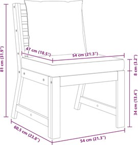 vidaXL Marketos Dílčí středová pohovka s krémovou poduškou masivní akácie