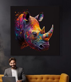 Obraz na plátně - barevný nosorožec FeelHappy.cz Velikost obrazu: 100 x 100 cm