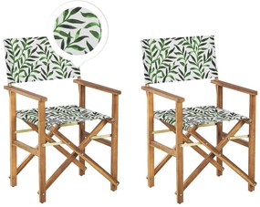 Sada 2 zahradních židlí ze světlého akátového dřeva vzor listů CINE Beliani